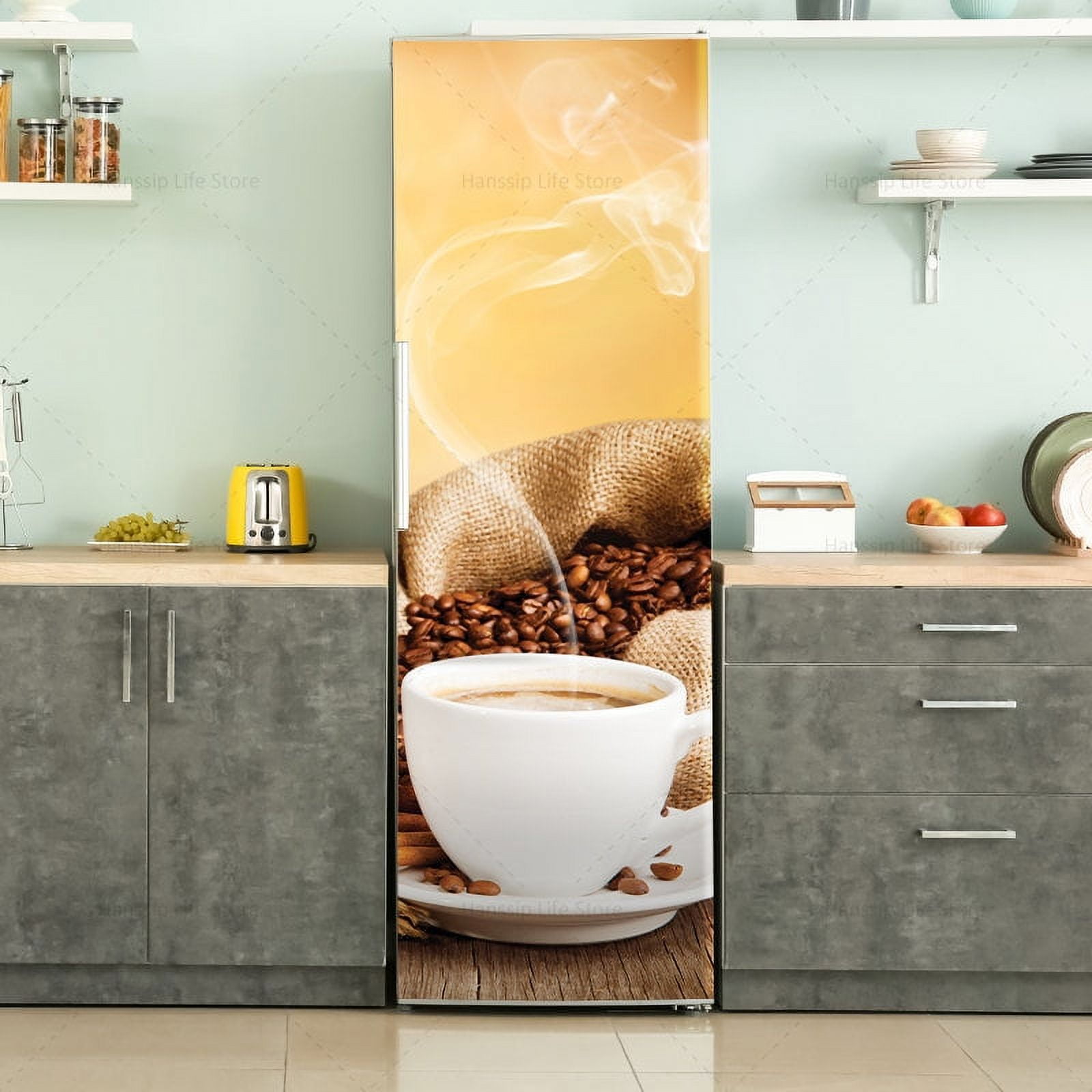 Fresh Fruit Printed Fridge Door Mural Sticker Kitchen ration Wallpaper ...