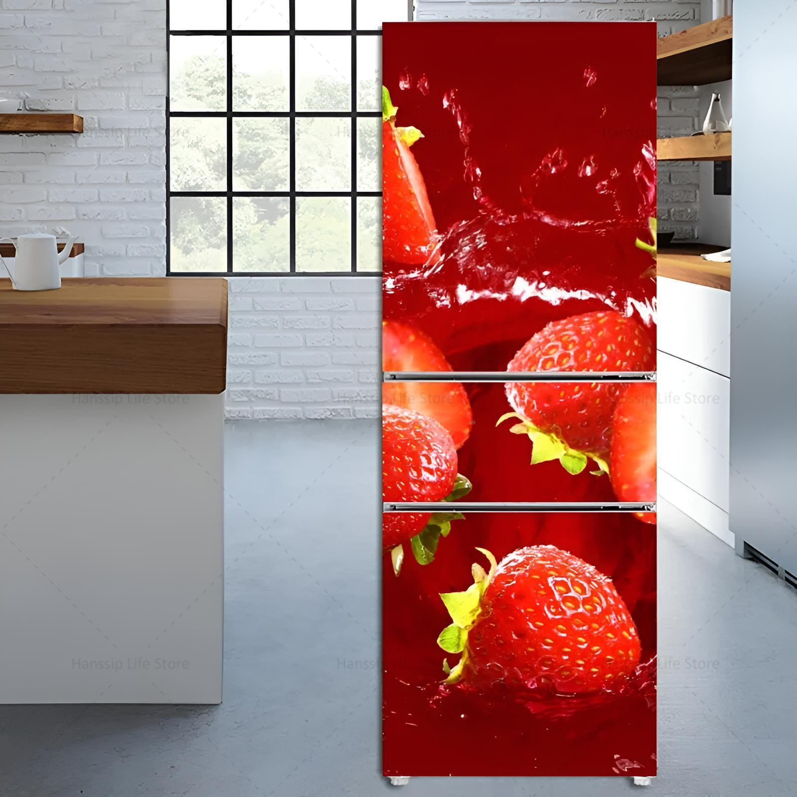 Fresh Fruit Printed Fridge Door Mural Sticker Kitchen ration Wallpaper ...