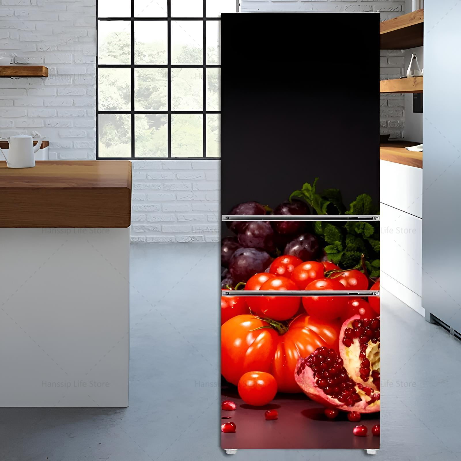 Fresh Fruit Printed Fridge Door Mural Sticker Kitchen ration Wallpaper ...