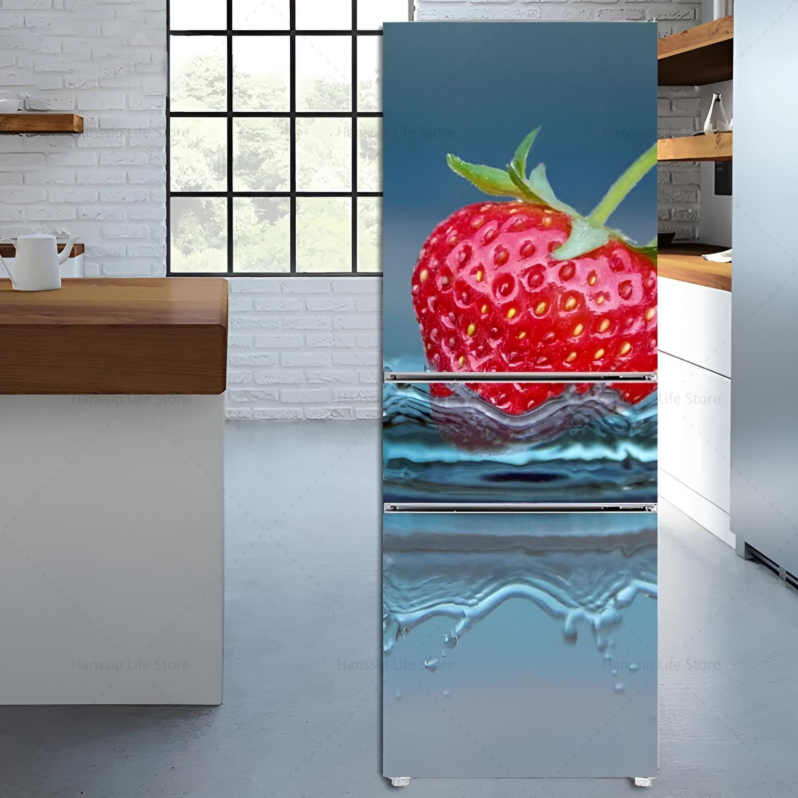 Fresh Fruit Printed Fridge Door Mural Sticker Kitchen ration Wallpaper ...