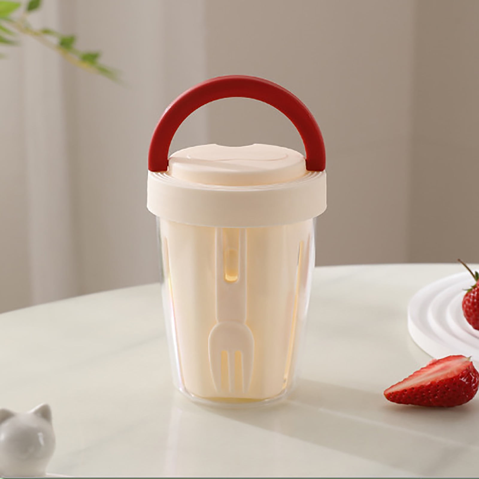 Fresh Fruit Salad Storage Cup to Go with Folding Handle, Lids, Fork ...