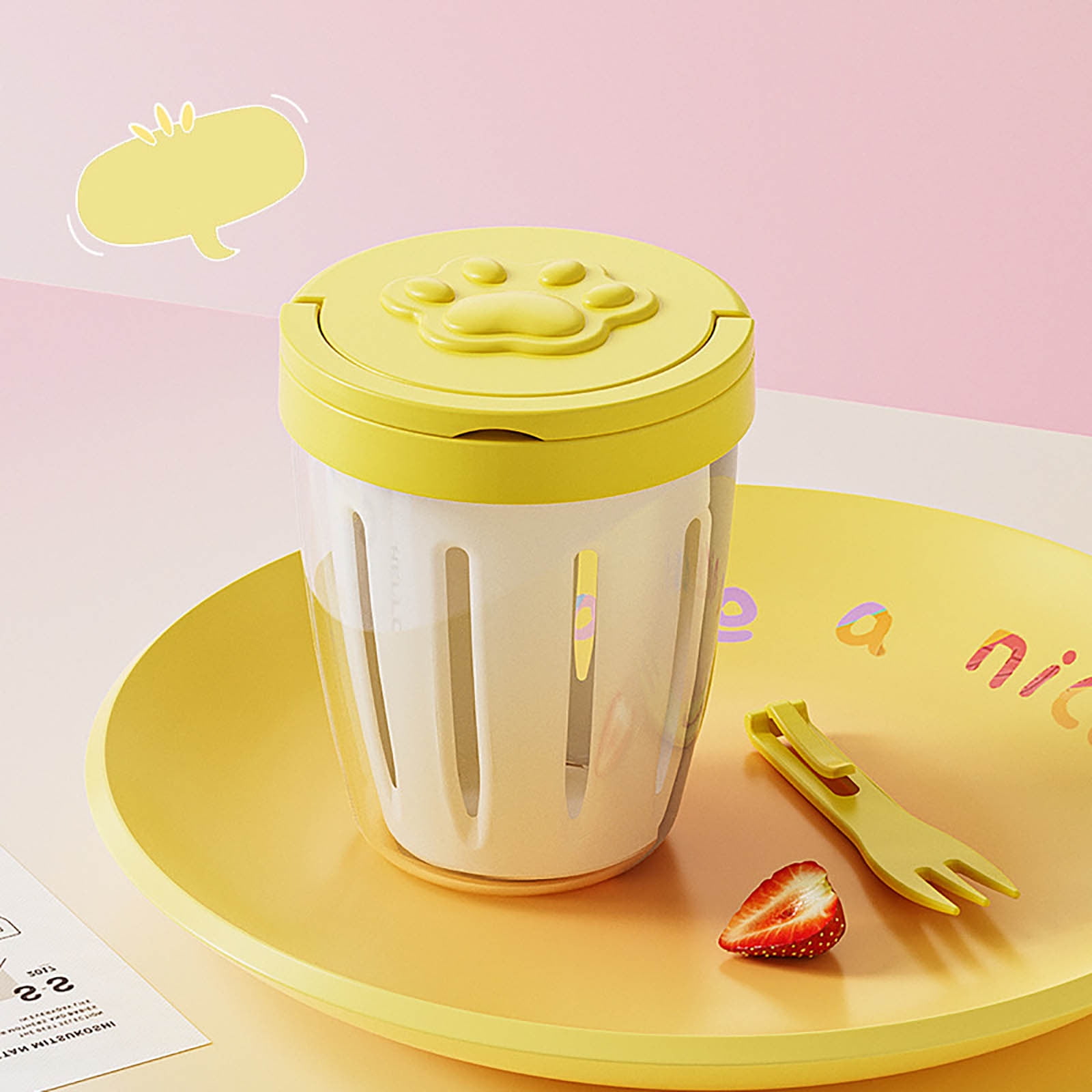 Fresh Fruit Salad Storage Cup with Lids and Fork, Plastic Airtight ...