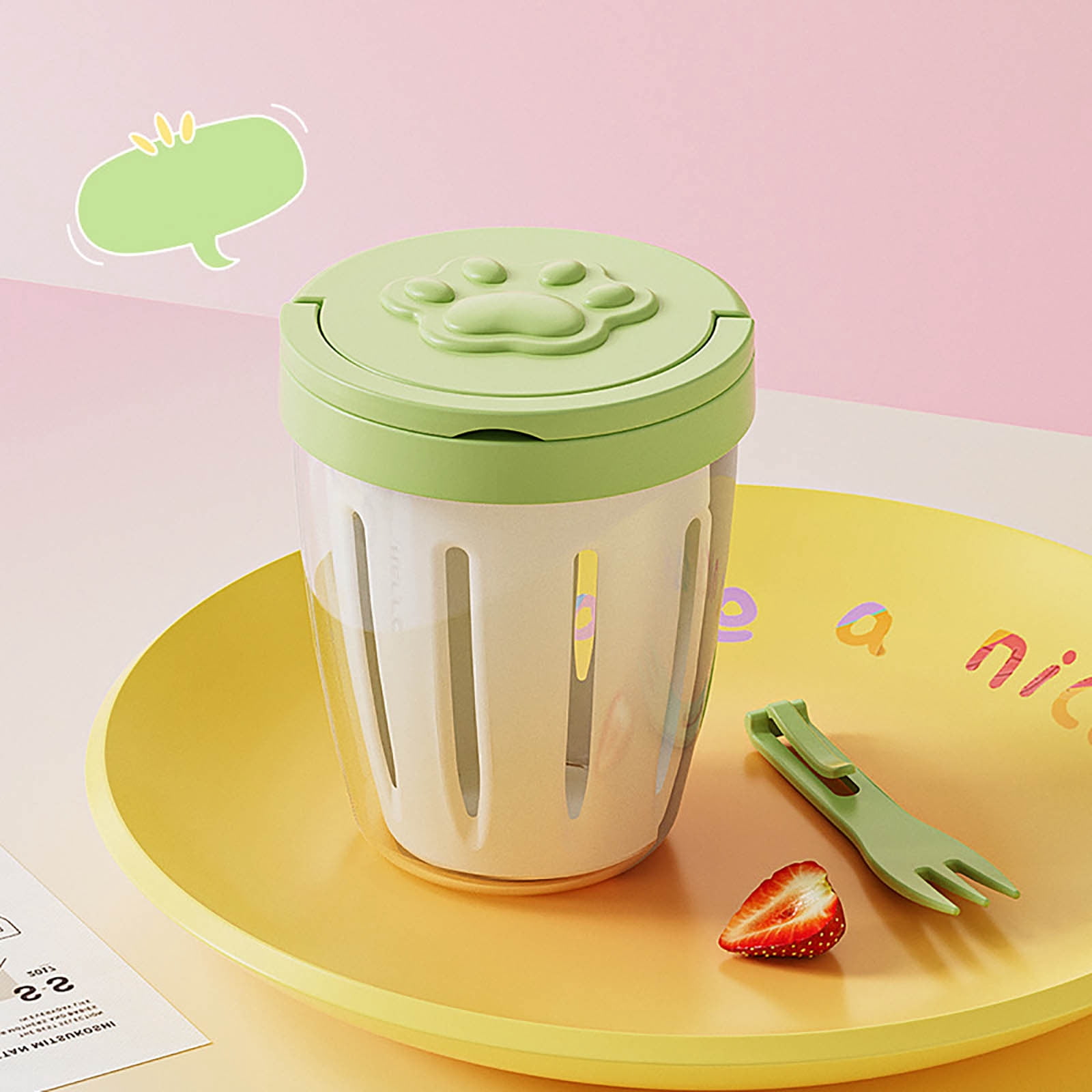 Fresh Fruit Salad Storage Cup with Lids and Fork, Plastic Airtight ...