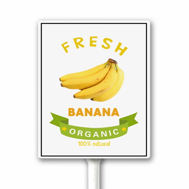 Fresh Fruit Signs Banana Organic Fruits Nursery Garden Label Sign With ...