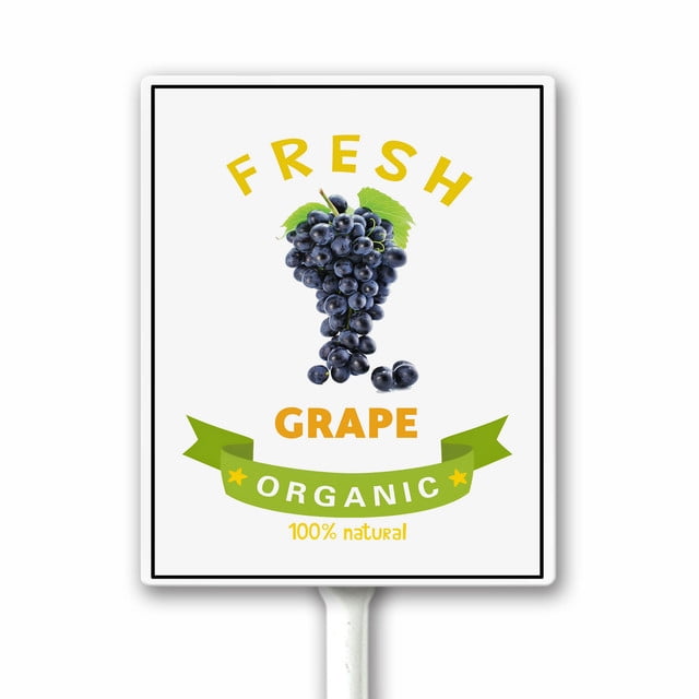 Fresh Fruit Signs Grape Organic Fruits Nursery Garden Label Sign With ...