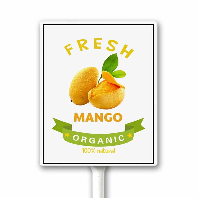 Fresh Fruit Signs Mango Organic Fruits Nursery Garden Label Sign With ...