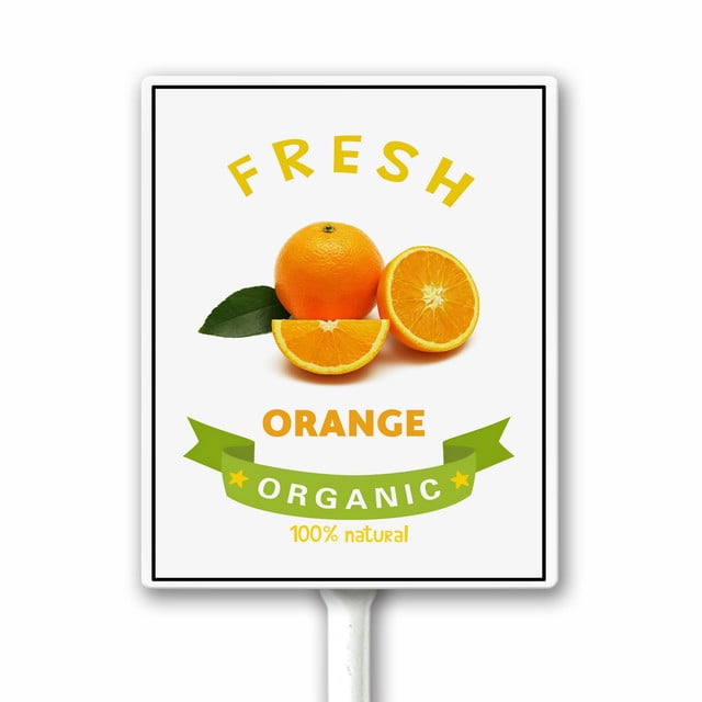 Fresh Fruit Signs ORANGE Organic Fruits Nursery Garden Label Sign With ...
