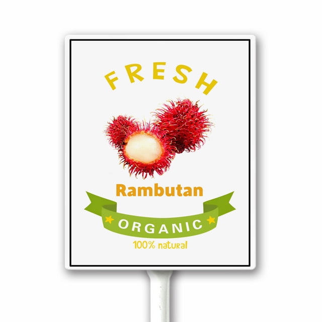 Fresh Fruit Signs Rambutan Organic Fruits Nursery Garden Label Sign ...