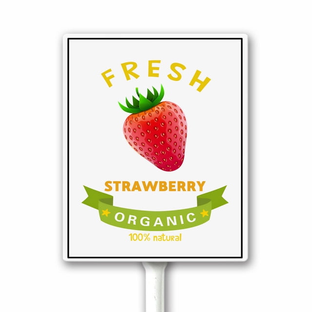 Fresh Fruit Signs Strawberry Organic Fruits Nursery Garden Label Sign ...