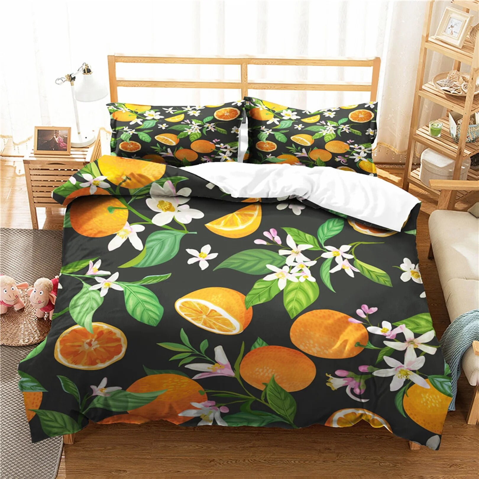 Fresh Fruit Theme Duvet Cover Set 3D Yellow Mangoes Pattern Polyester ...