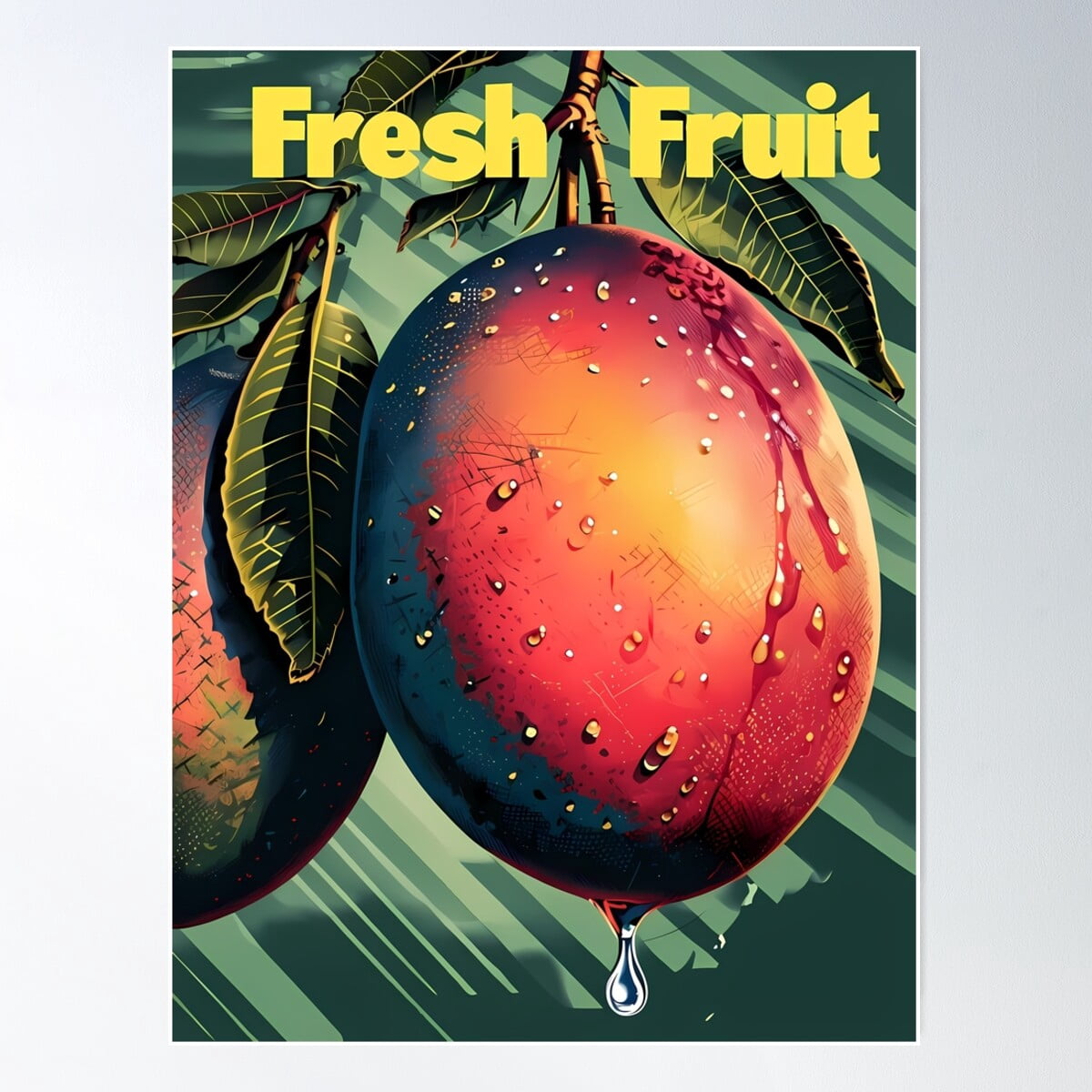 Fresh Fruit Vibes Tee Poster Wall Art, Modern Wall Decor For Living ...