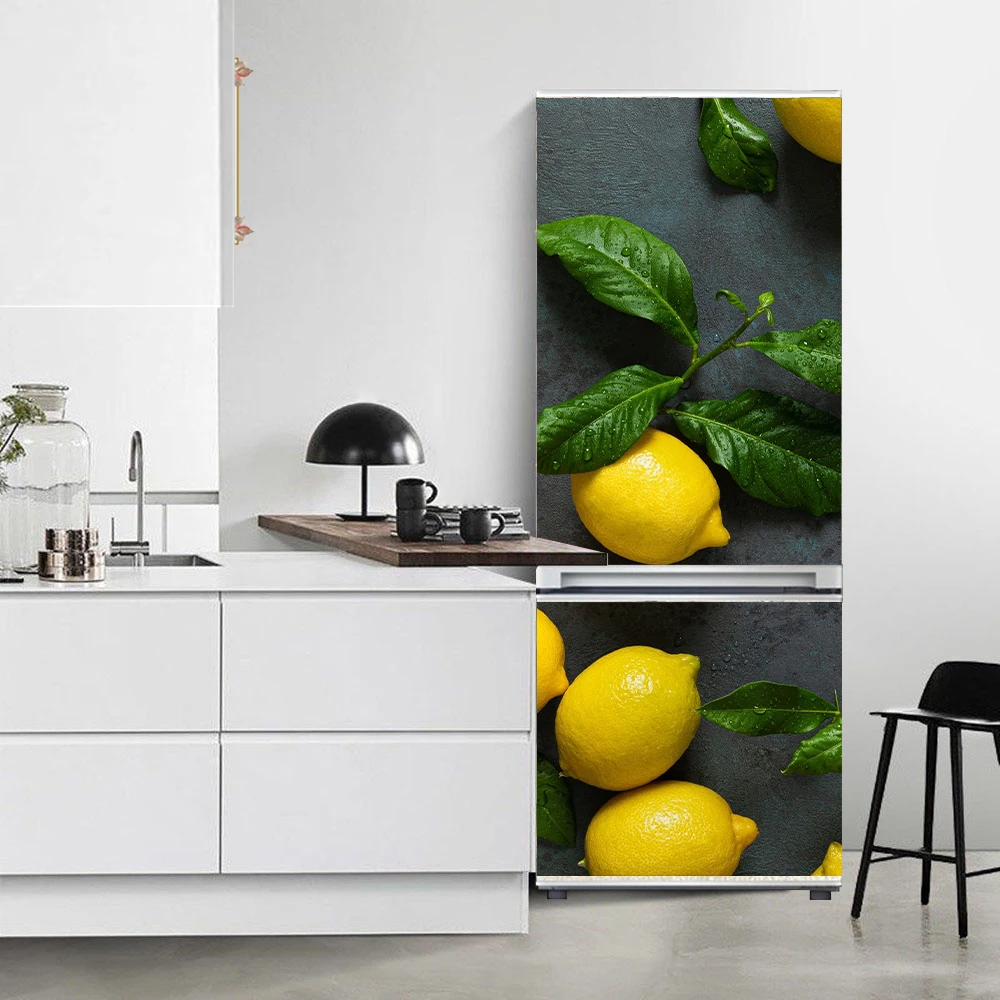 Fresh Fruits Refrigerator Stickers Orange Blueberry Food Fridge Sticker ...