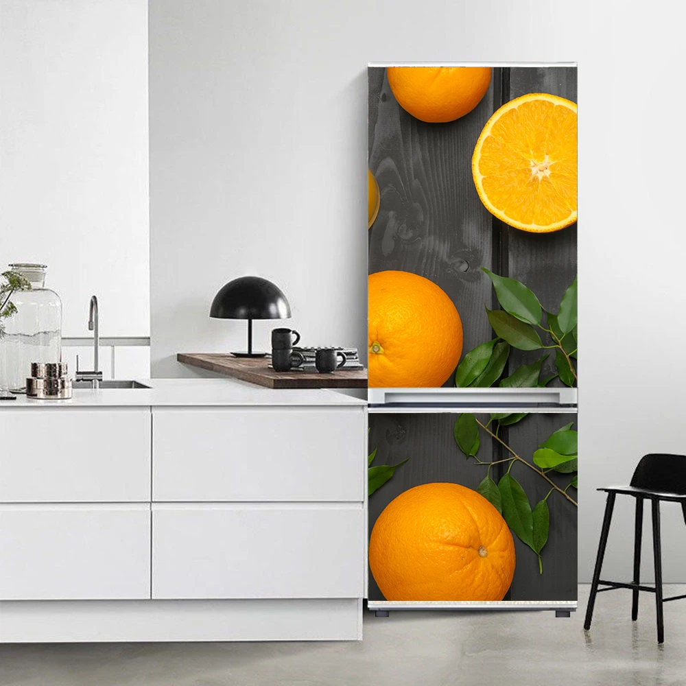 Fresh Fruits Refrigerator Stickers Orange Blueberry Food Fridge Sticker ...