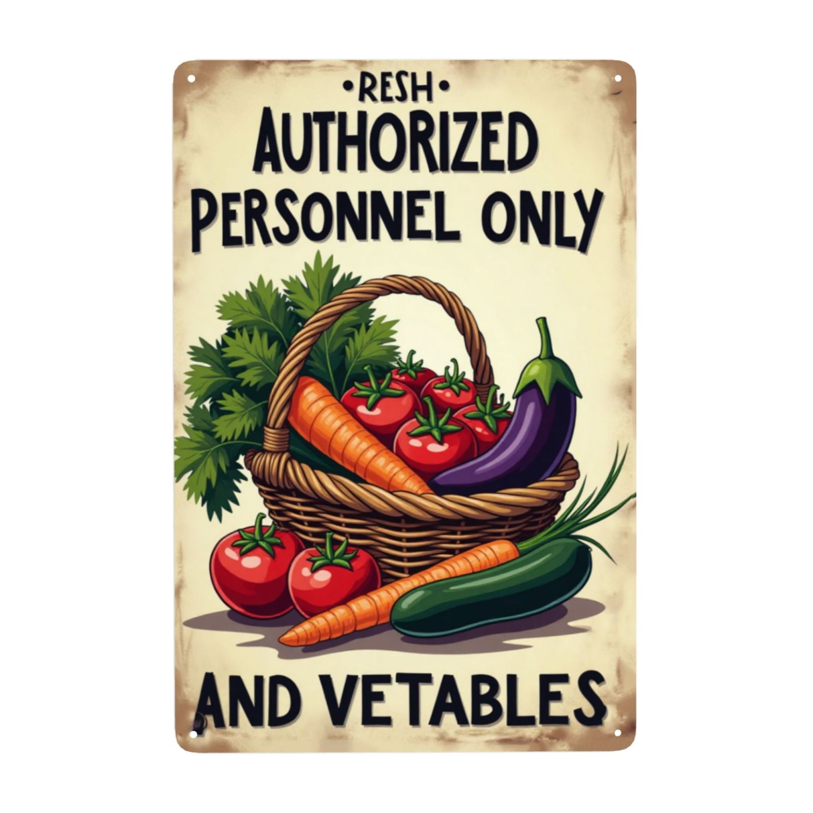 Fresh Fruits Vegetables Tin Sign Funny Vegetables Farm Plaque Retro ...
