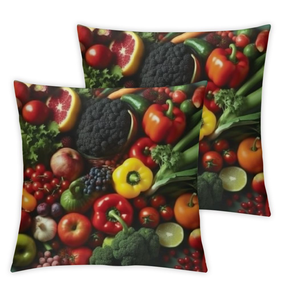 Fresh Fruits and Vegetables Throw Pillow,Soft Square Cushion Case for ...