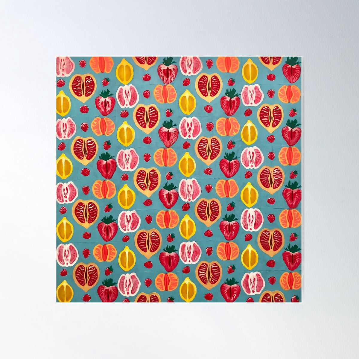 Fresh Funky Fruit Pattern Poster Wall Art, Modern Wall Decor For Living ...