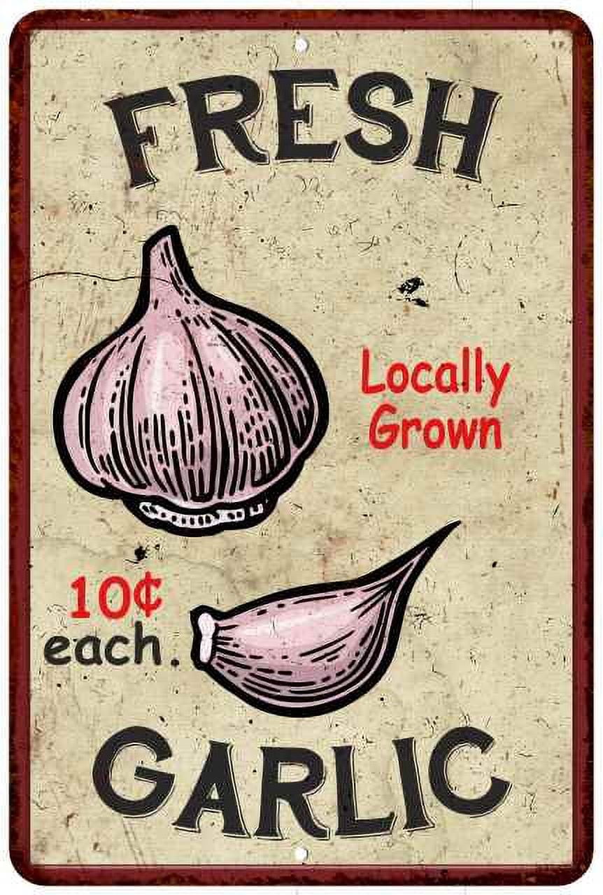 Fresh Garlic Kitchen Vintage Look Chic 8x12 Metal Sign 208120020055 ...