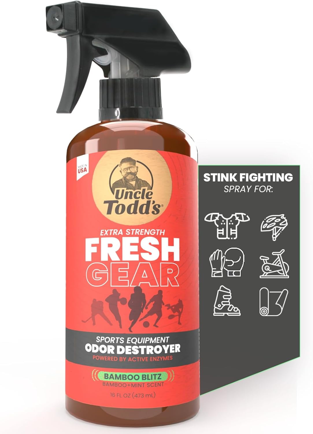 Fresh Gear Sports Equipment Odor Eliminator Spray - Extra Strength ...