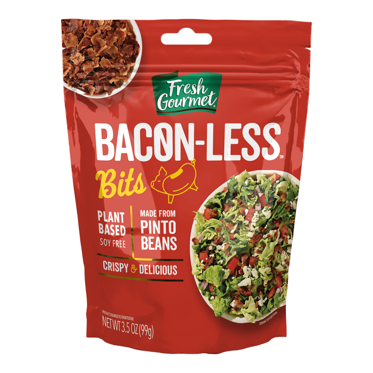 Fresh Gourmet Bacon-Less Bits, 3.5 oz, Smoky Flavor for Salads ...