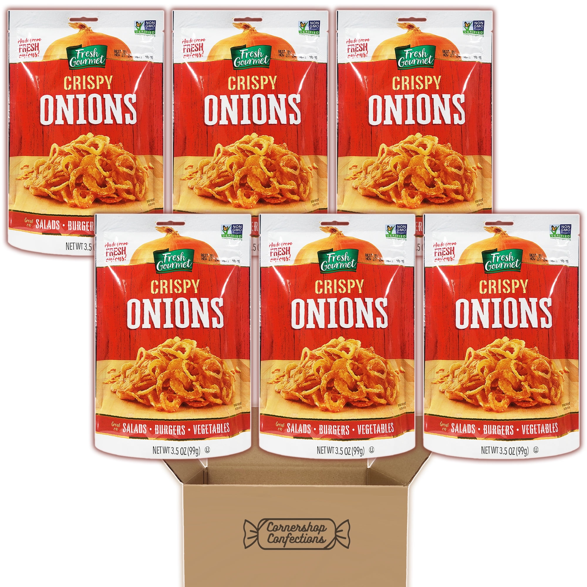 Fresh Gourmet Crispy Onions Bulk Pack - 6 Individually Sealed 3.5 ounce ...