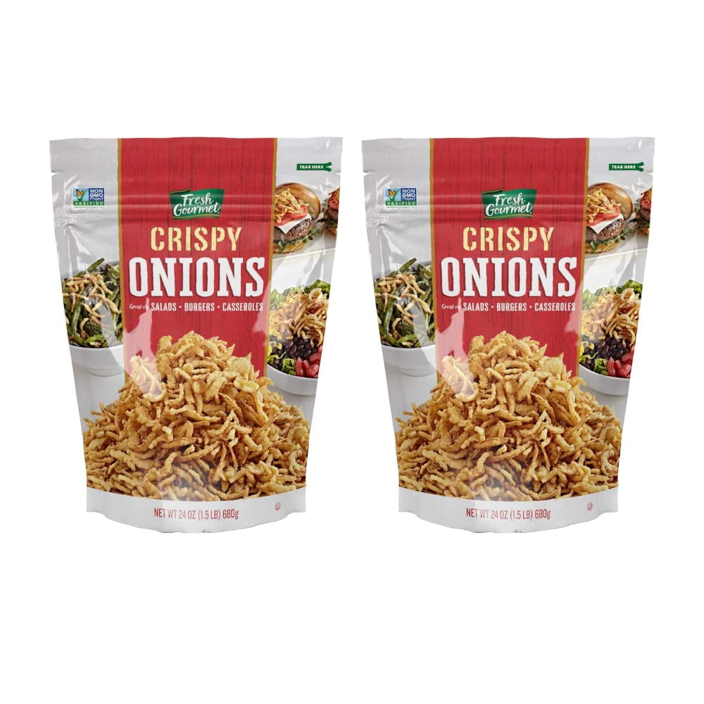 Fresh Gourmet Crispy Onions Snack and Salad Topper, 24 oz (Pack of 2 ...