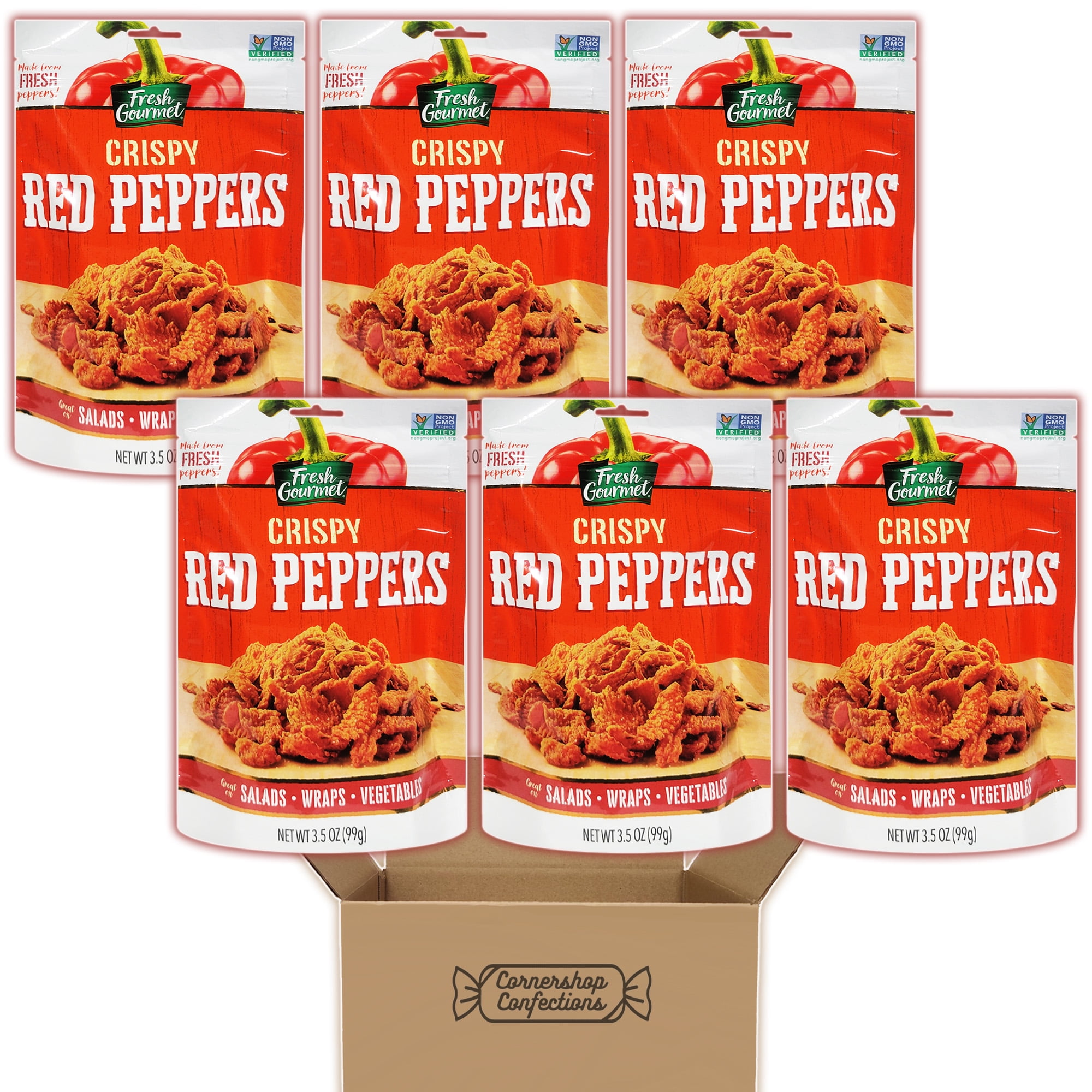 Fresh Gourmet Crispy Red Peppers Bulk Pack - 6 Individually Sealed 3.5 ...