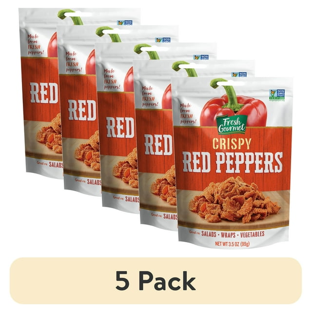 (5 pack) Fresh Gourmet Crispy Red Peppers, Salad Toppings, 3.5oz ...