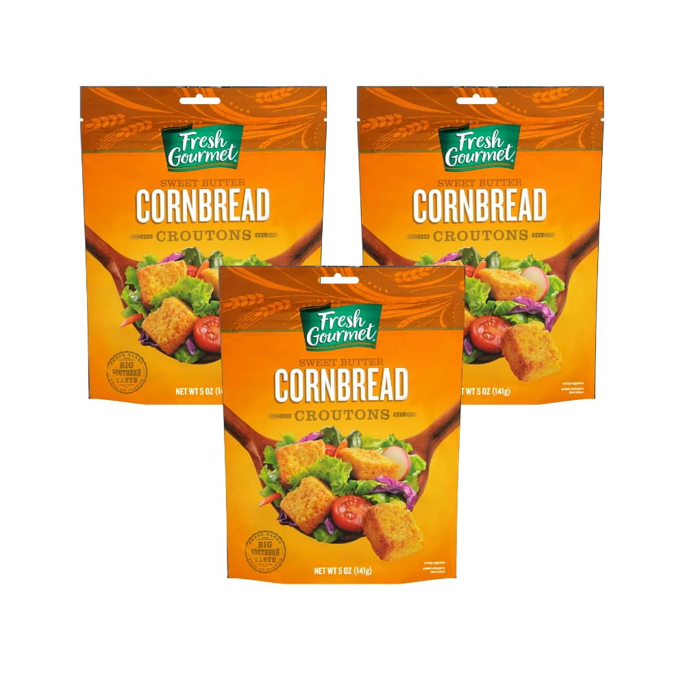 Fresh Gourmet Homestyle Sweet Butter Cornbread Croutons, 5 oz (3-Pack ...