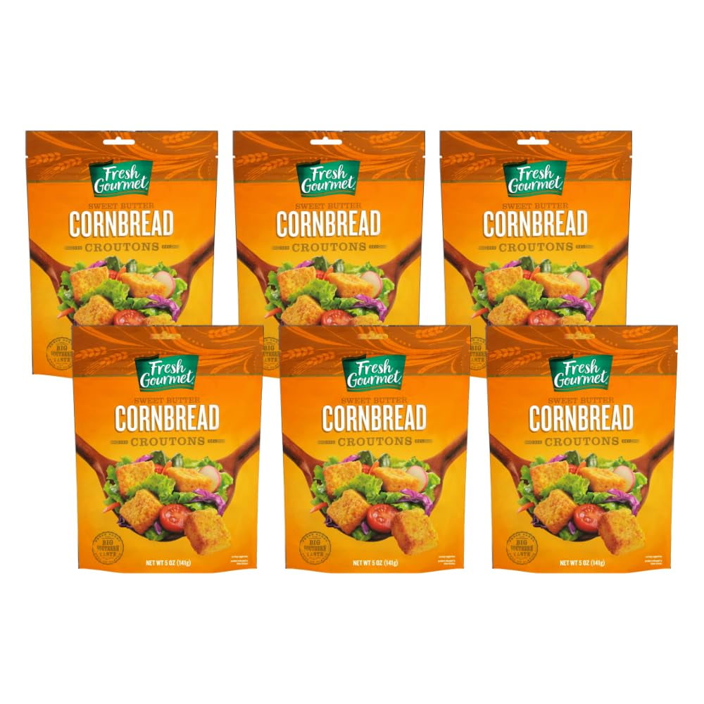 Fresh Gourmet Sweet Butter Cornbread Croutons, Oven-Baked, 5 oz (6-Pack ...