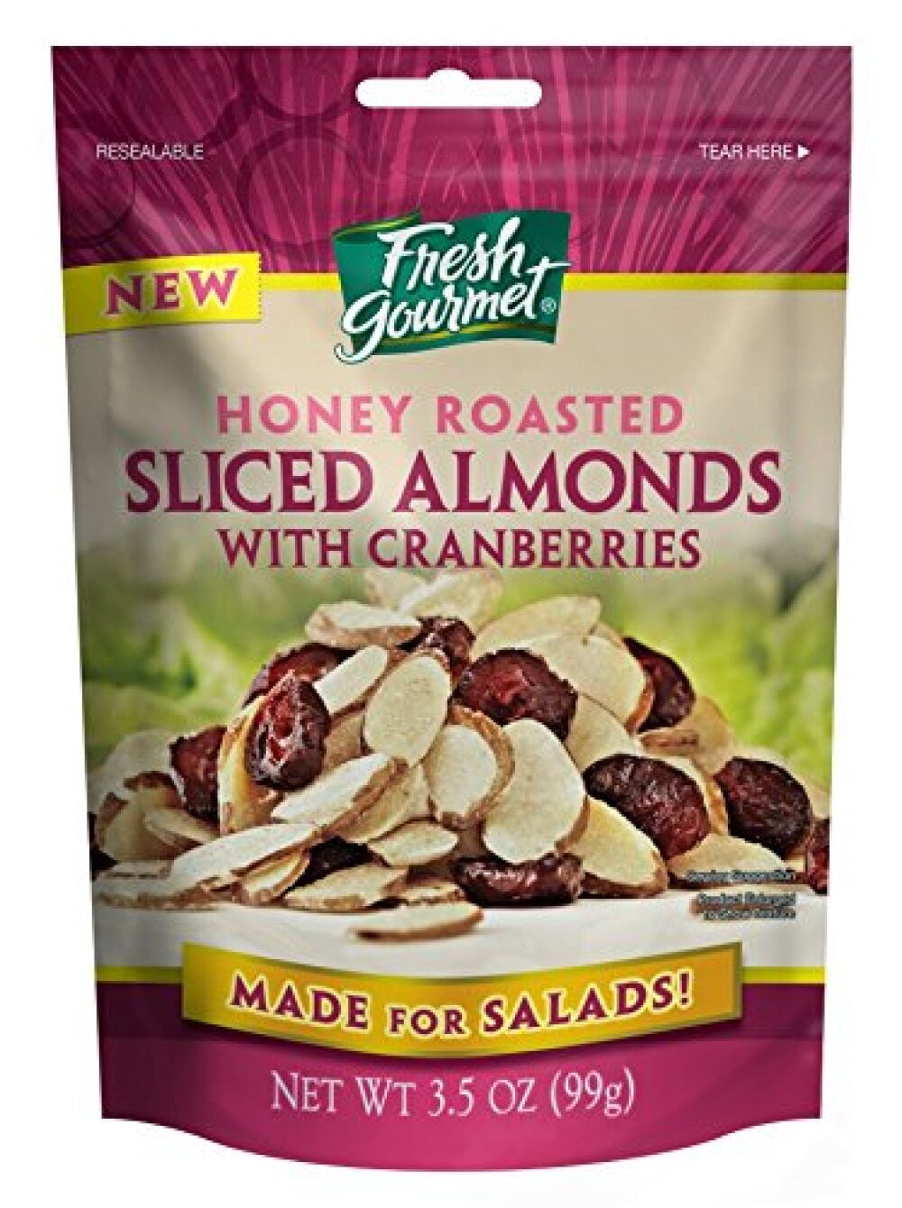 Fresh Gourmet Honey Roasted Sliced Almonds & Cranberries (Pack of 32 ...