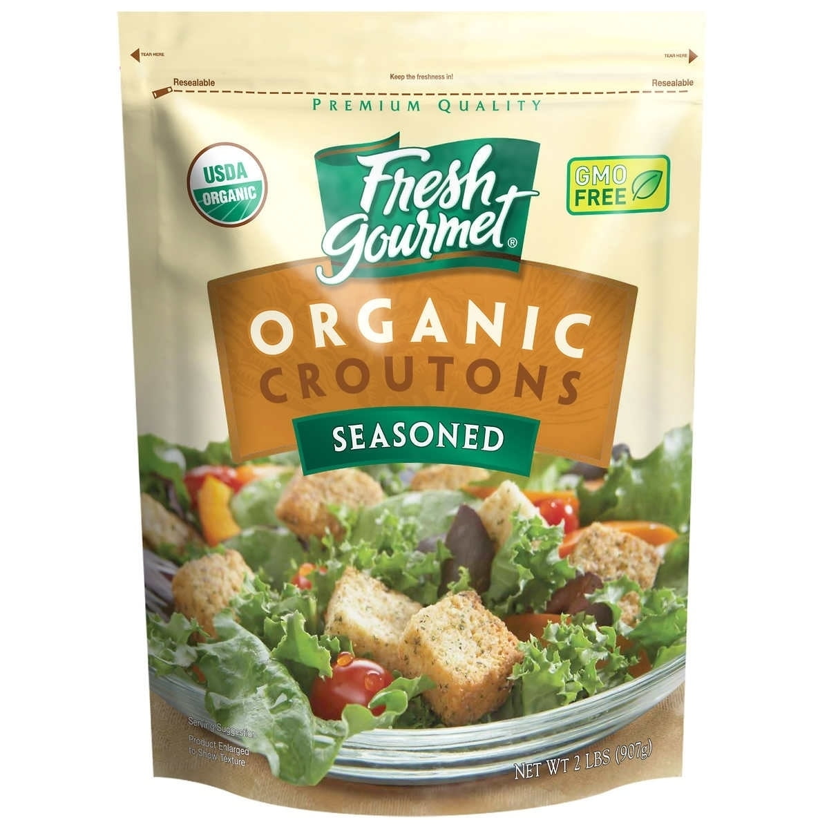 Fresh Gourmet Healthy Organic Seasoned Salad Croutons, 32 Ounce ...