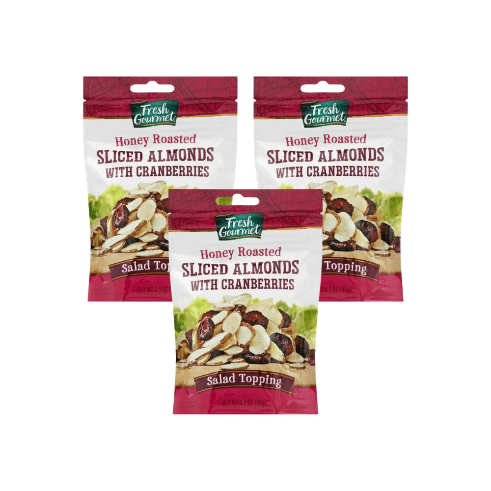 Fresh Gourmet Sliced Honey Roasted Almonds with Cranberries, 3.5 oz (3 ...