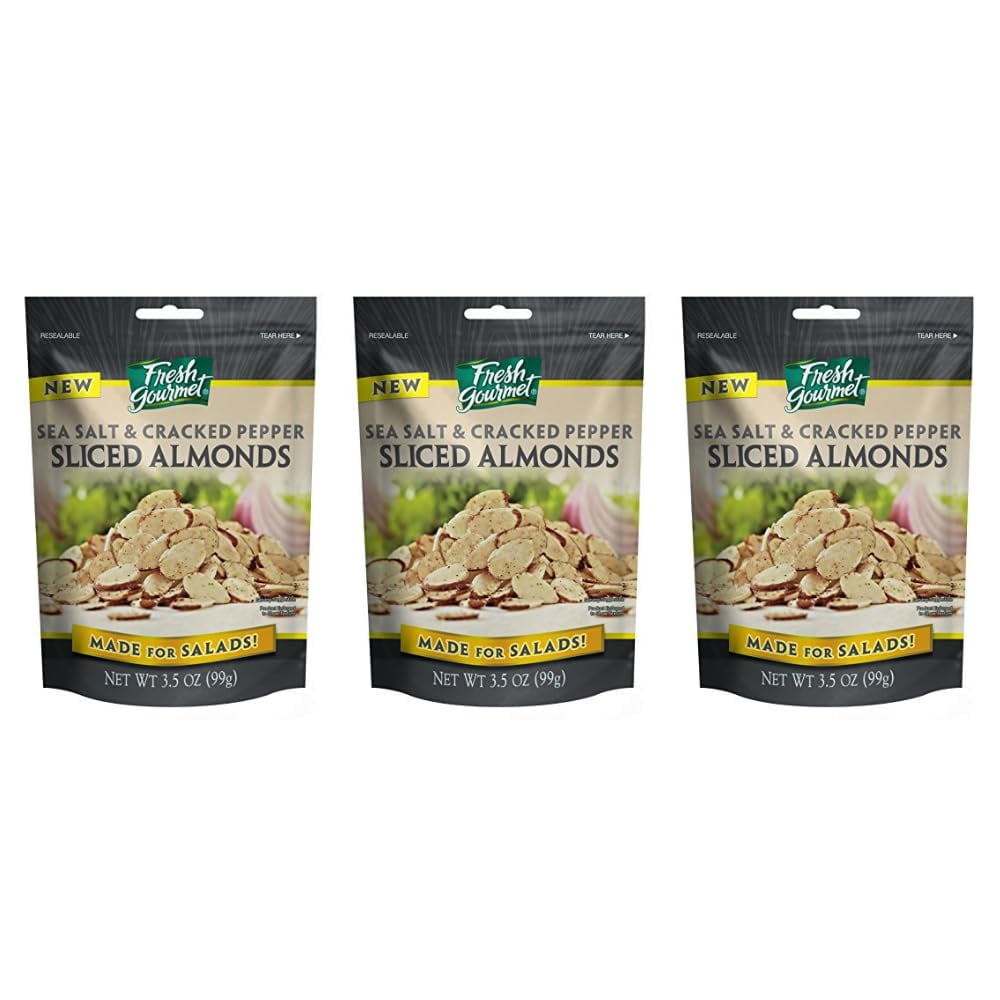 Fresh Gourmet Sliced Sea Salt & Pepper Almonds, 3.5 oz (3-Pack ...