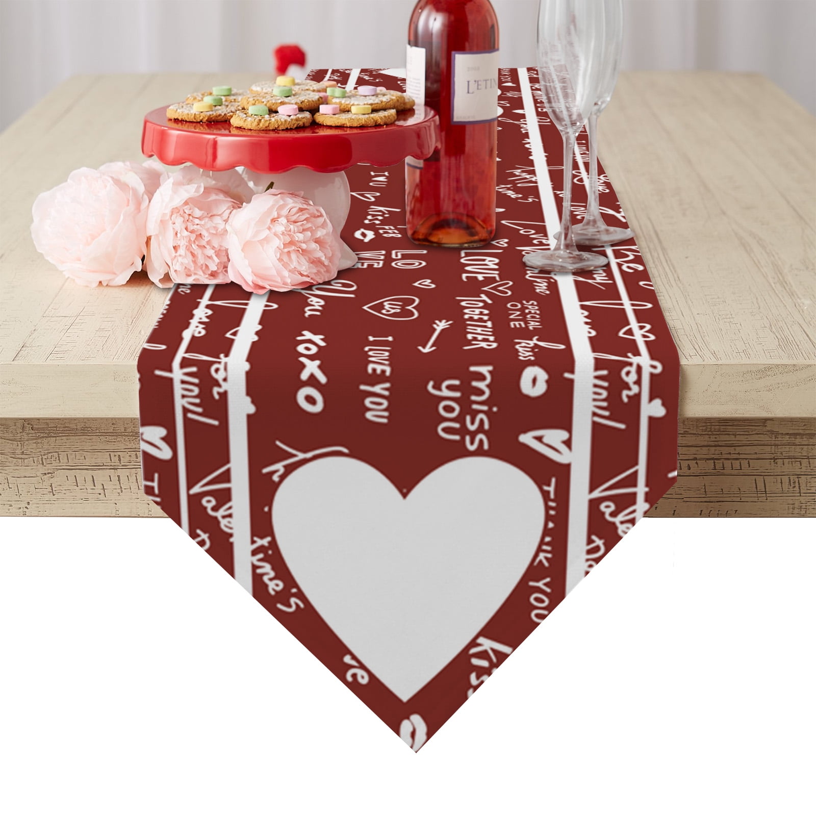 Fresh Green Background Love Table Runners Kitchen Dining Room ration ...