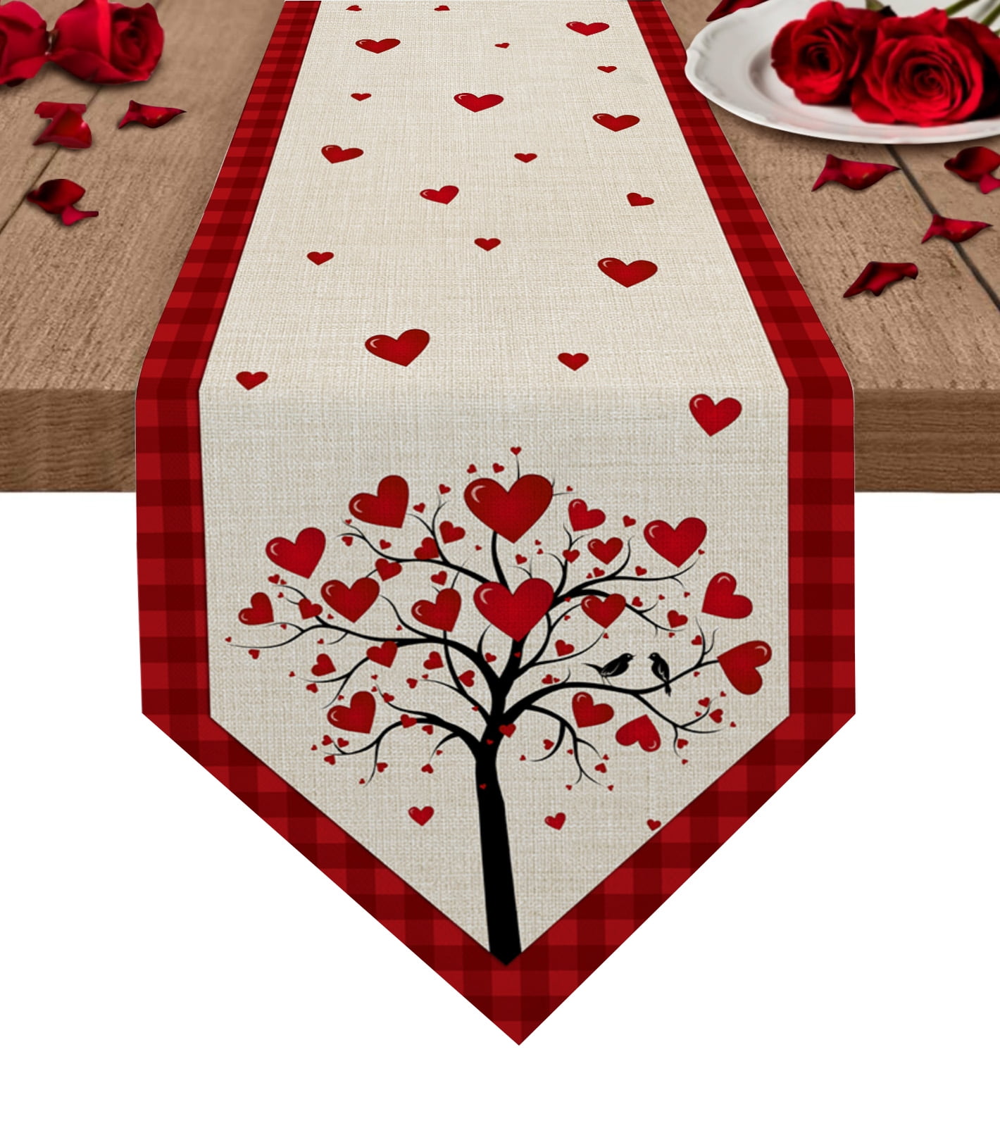 Fresh Green Background Love Table Runners Kitchen Dining Room ration ...