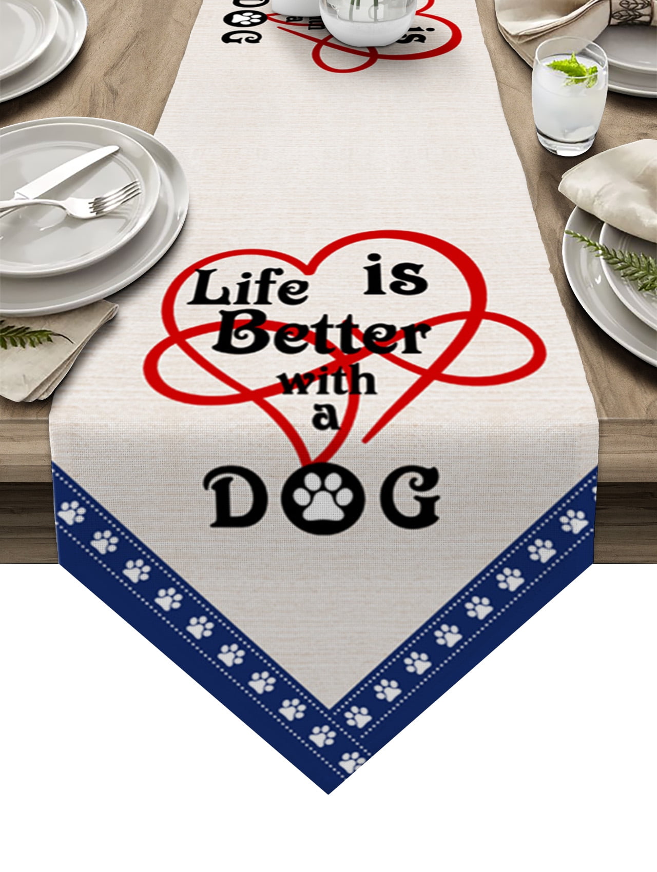 Fresh Green Background Love Table Runners Kitchen Dining Room ration ...