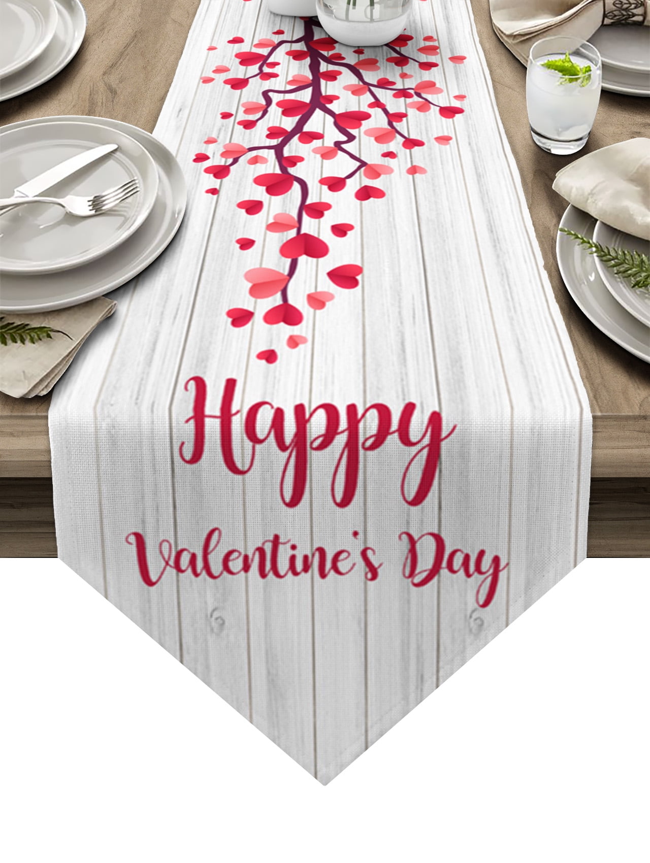 Fresh Green Background Love Table Runners Kitchen Dining Room ration ...