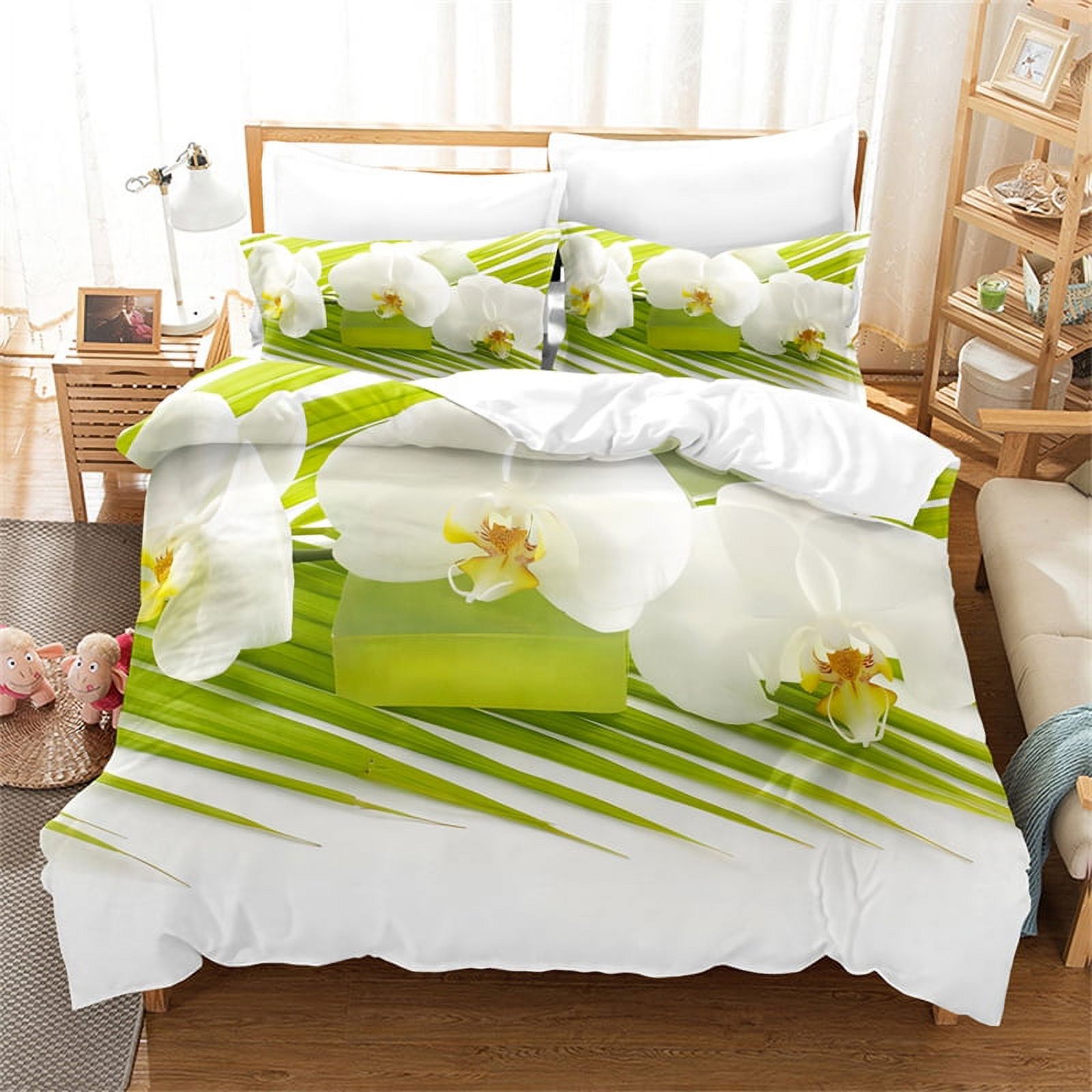 Fresh Green Bedding Set Lovers Flowers Duvet Cover Girl，kid‘s Duvet ...