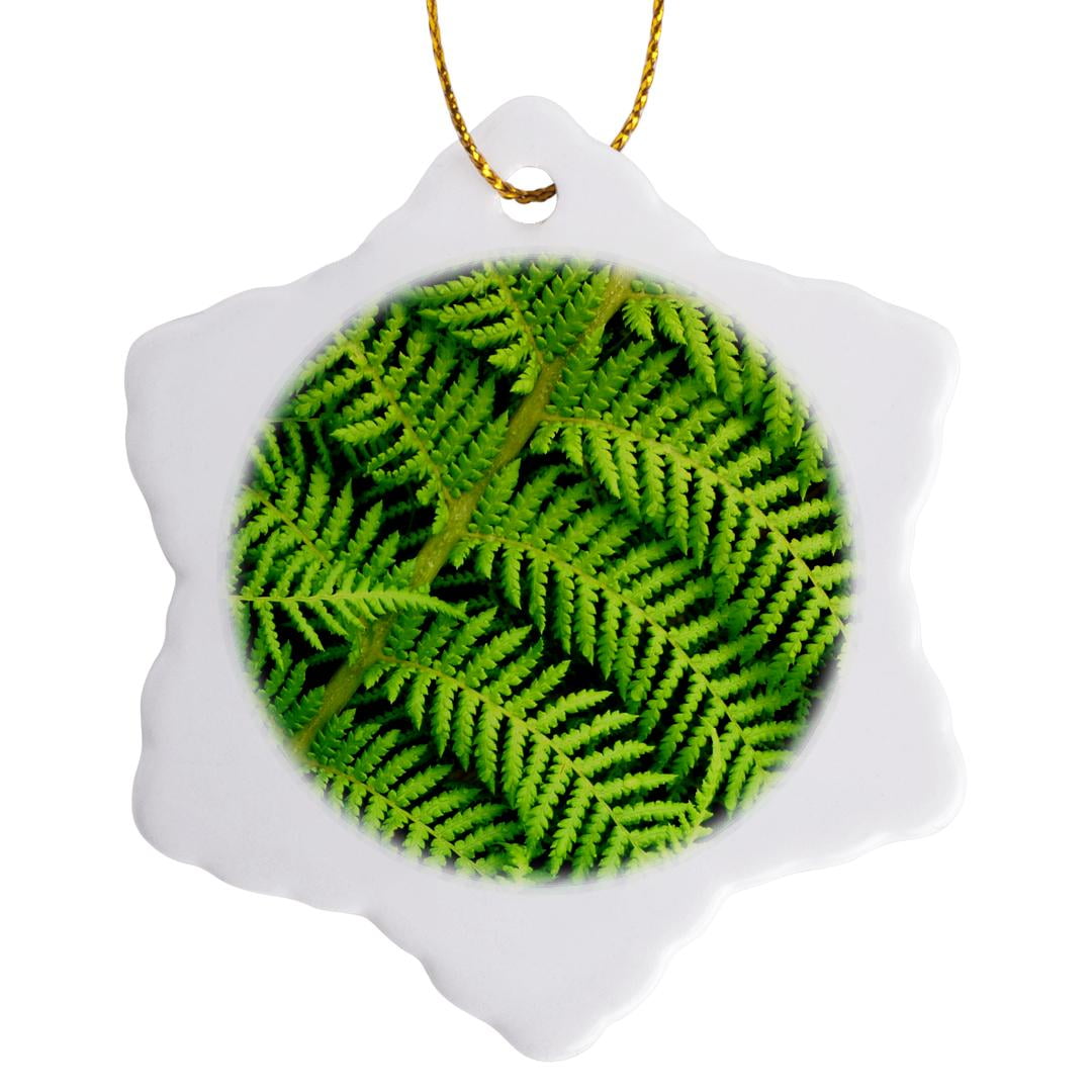 3drose, Fresh Green Ferns, Fern Leaves, 3 inch Snowflake Porcelain ...