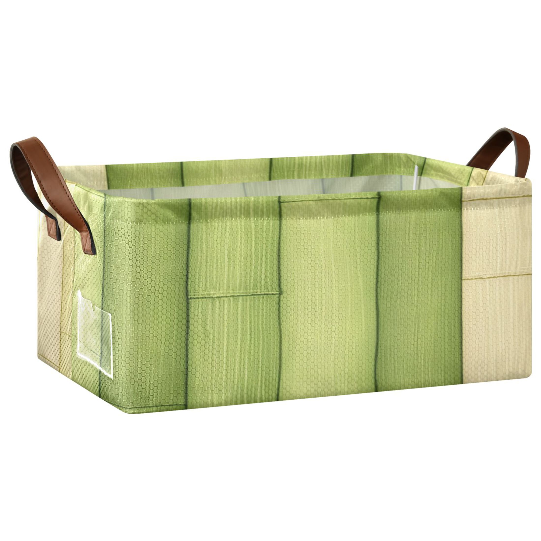 Fresh Green Leave Texture Open Home Storage Bins Foldable Metal Frame ...