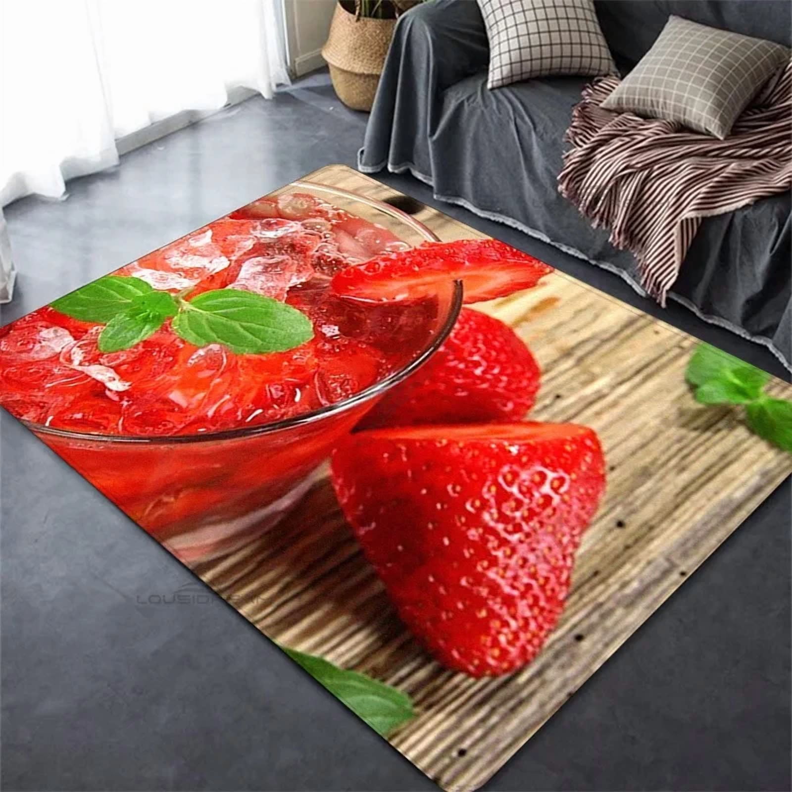 Fresh Green Lemon Pattern Carpet Fruit Print Large Area Rugs Home ...