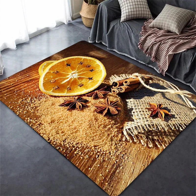 Fresh Green Lemon Pattern Carpet Fruit Print Large Area Rugs Home ...