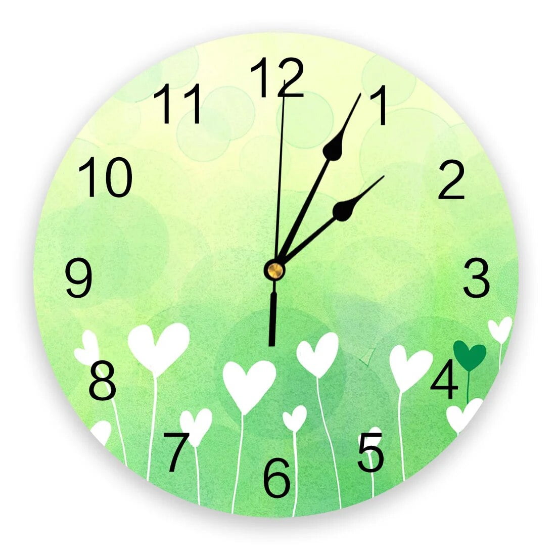 Fresh Green Love Wall Clocks Brief Design Silent Home Cafe Office Wall ...