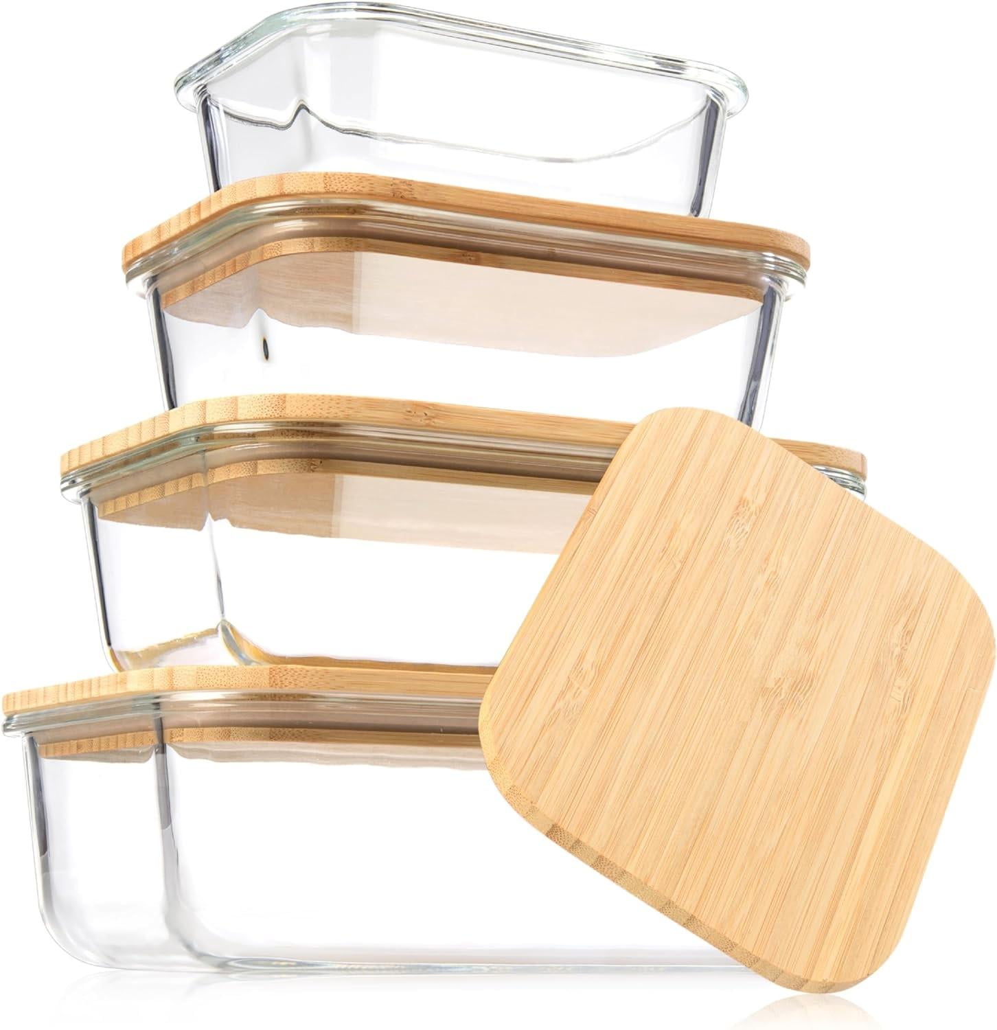 Fresh Guard 4 Pack Glass Food Storage Containers with Bamboo Lids ...
