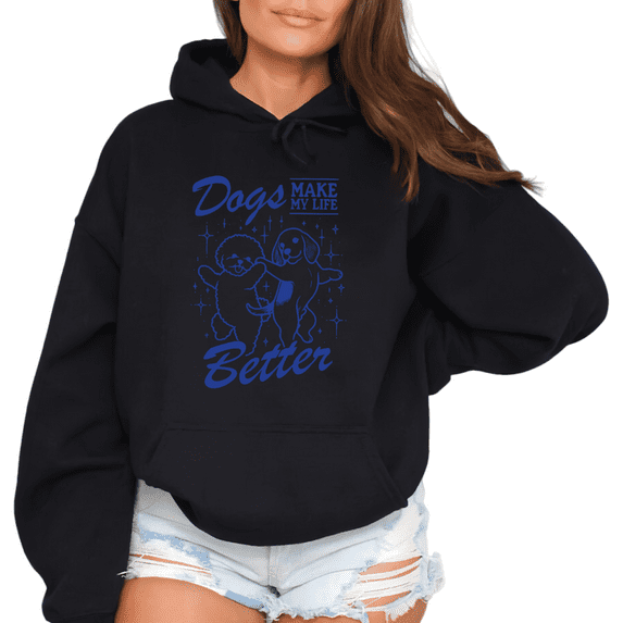 Fresh Healing Dogs "Make My Life Better" Theme Graphic Sweatshirt Print ...