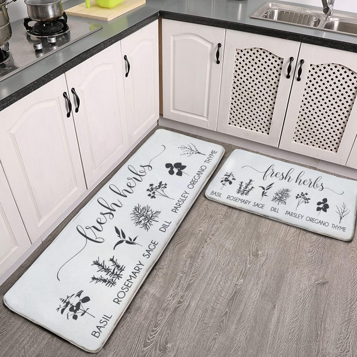 Fresh Herbs Kitchen Rugs Set of 2 Anti Fatigue Comfort Mat ...