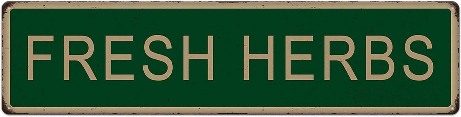 Fresh Herbs Tin Sign Vintage Metal Sign Retro Green Garden Decorations ...