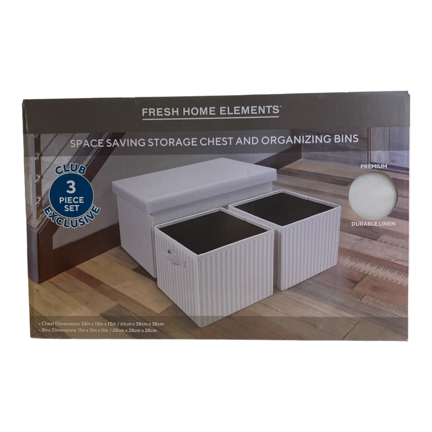 Fresh Home Elements 3 Piece Space Saving Storage Chest and Organizing ...