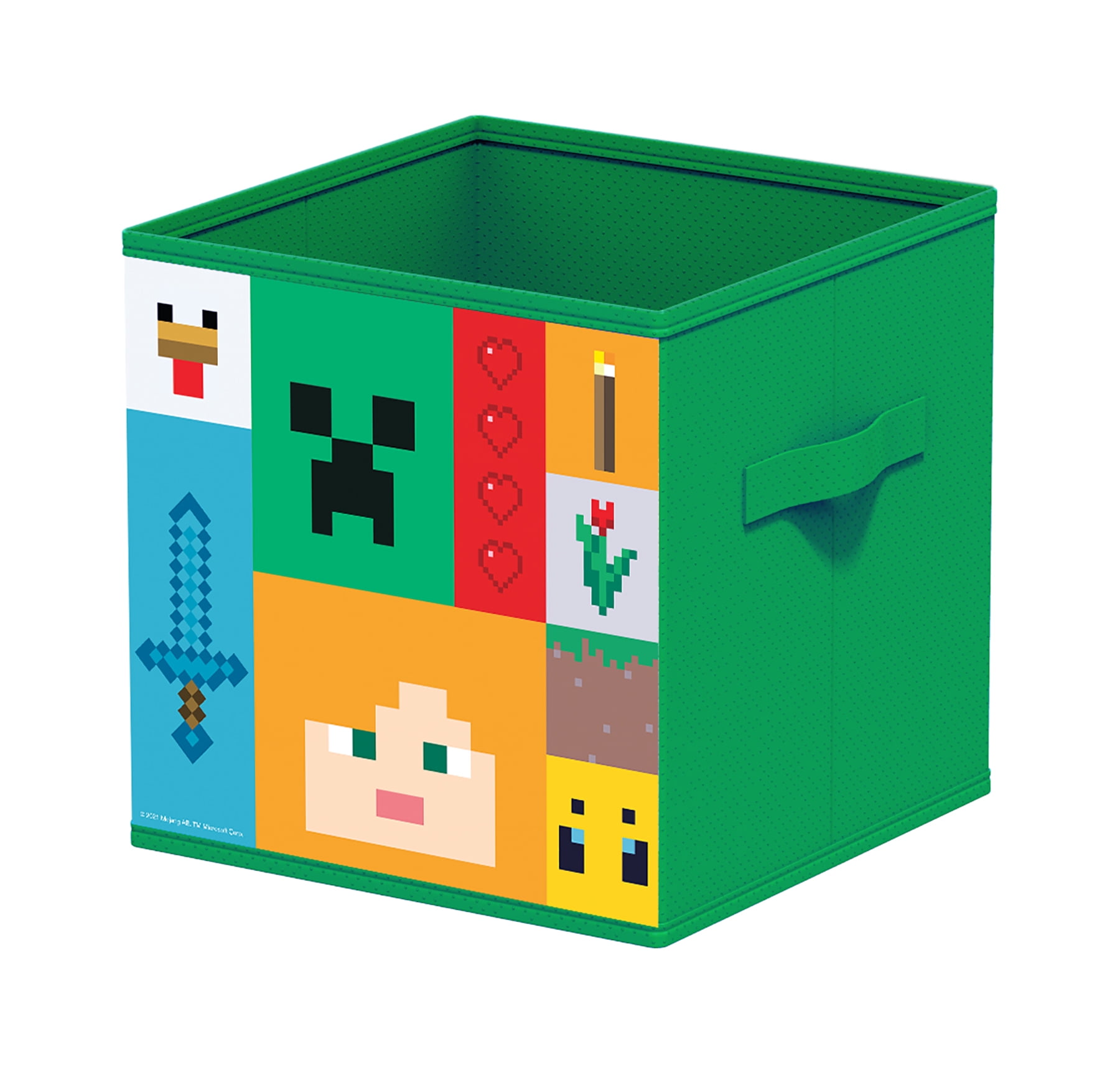 FHE Minecraft 9” Cube Box Toy Organizer, Foldable Fabric Soft Storage ...