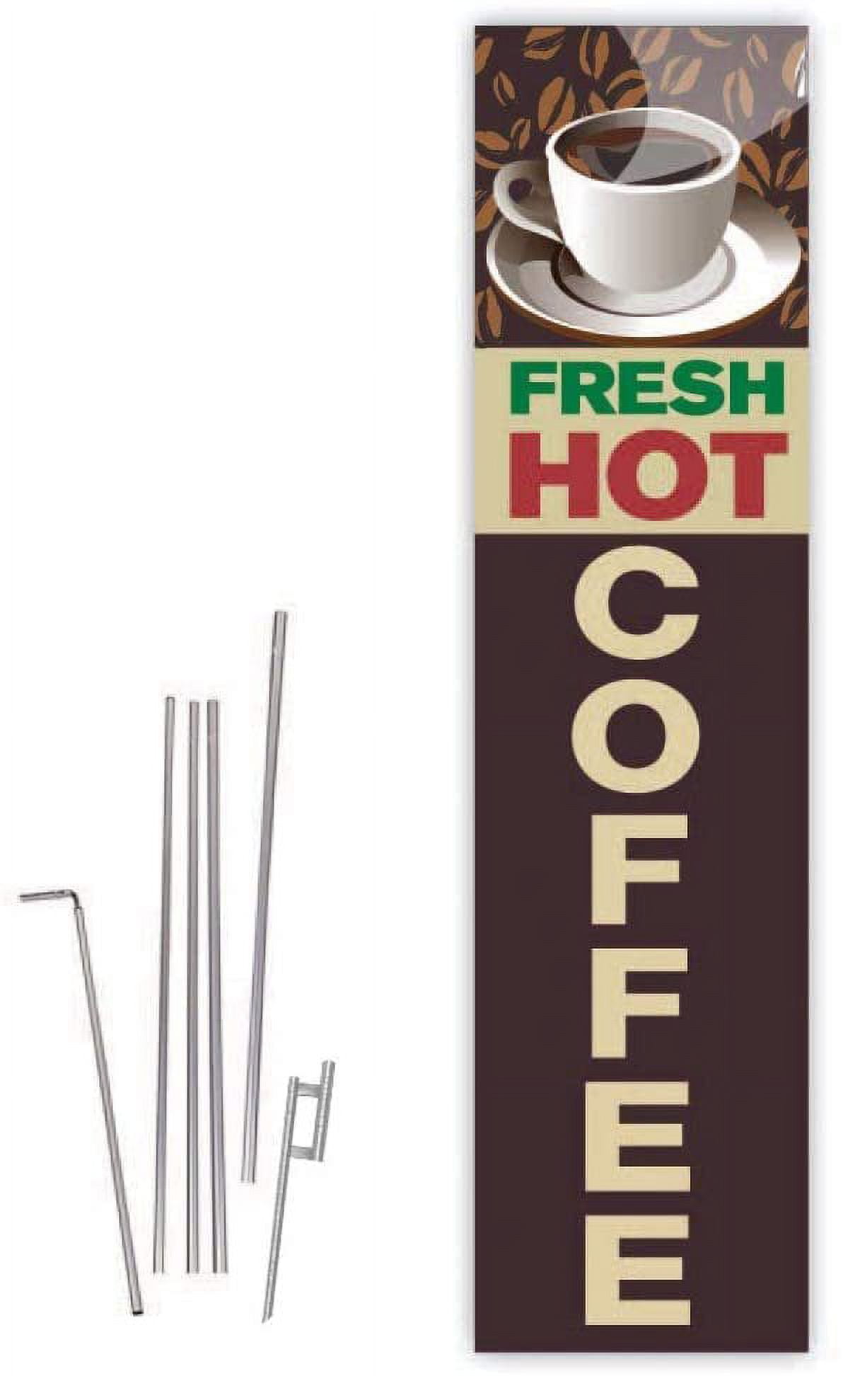 Fresh Hot Coffee Brown Rectangle Boomer Flag with Complete 15ft Pole ...